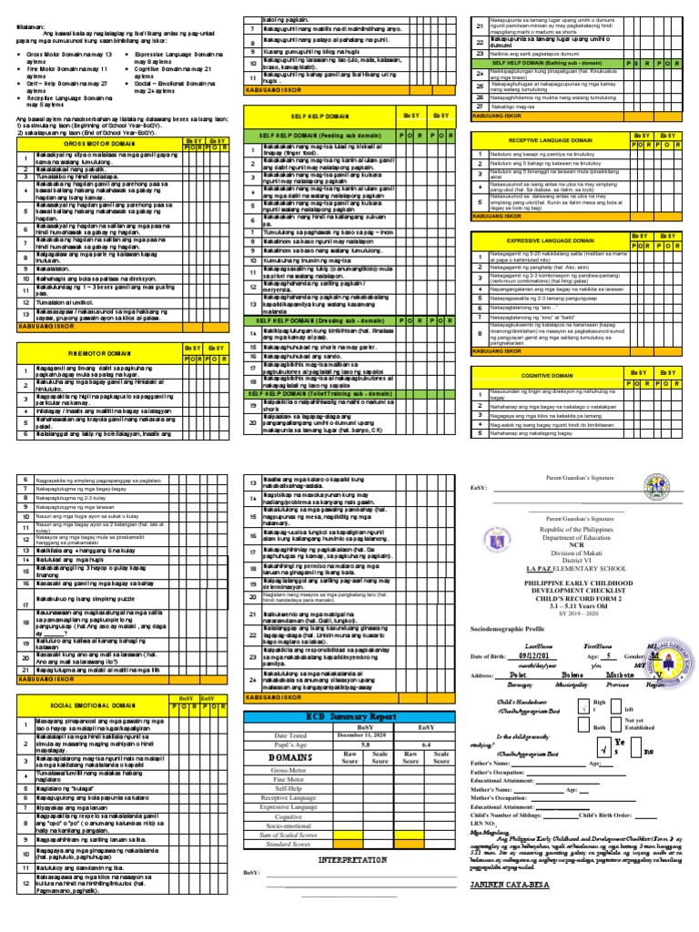 Eccd Checklist Tagalog 1 | PDF