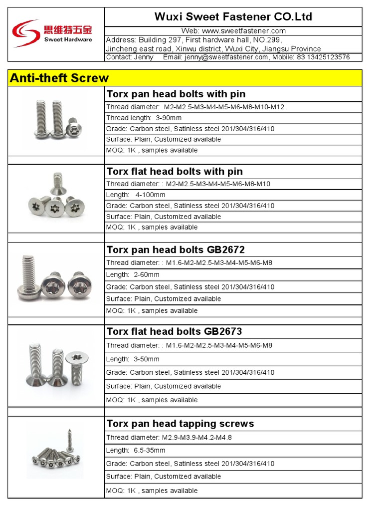 Catalogue Screw and Nuts | PDF | Screw | Equipment