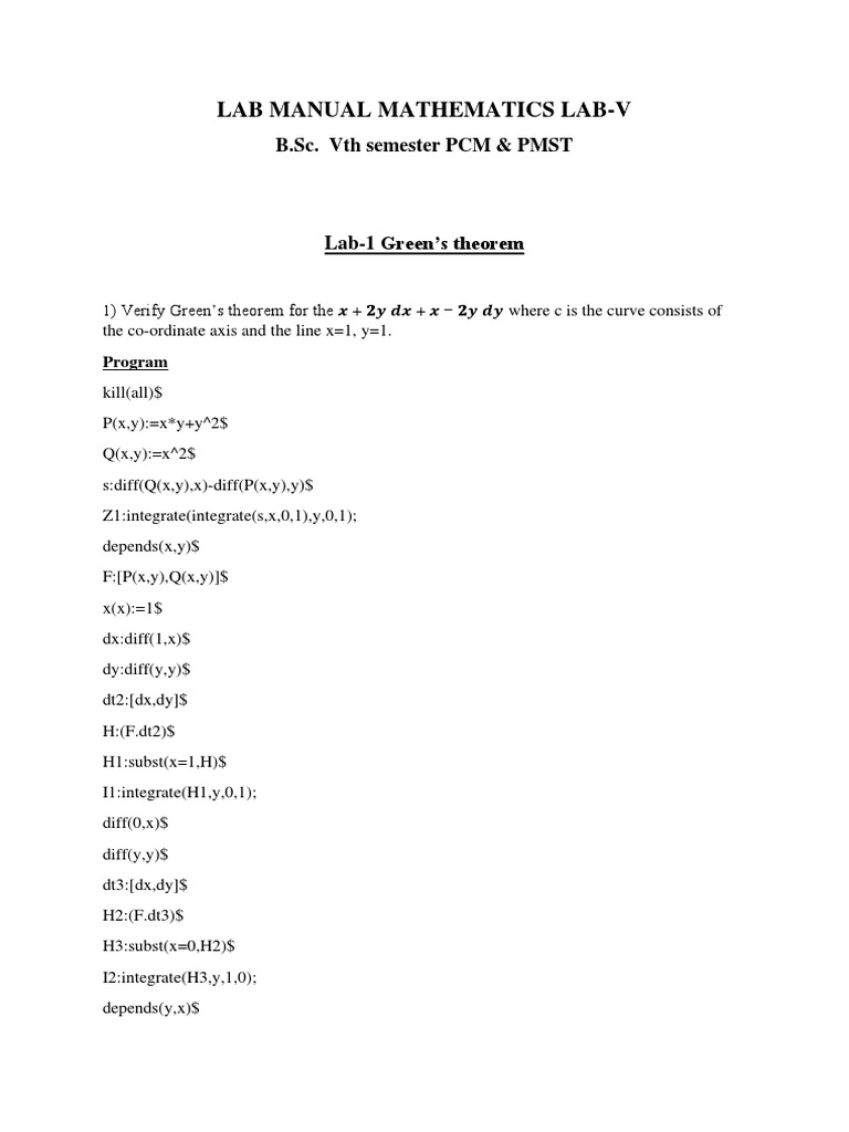 Mathematics-V Lab Manual | PDF | Linear Subspace | Basis (Linear Algebra)