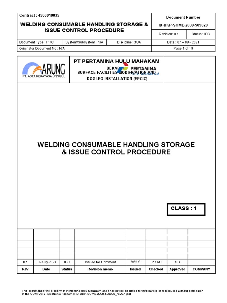 Welding Consumable Handling Storage & Issue Control Procedure | PDF ...