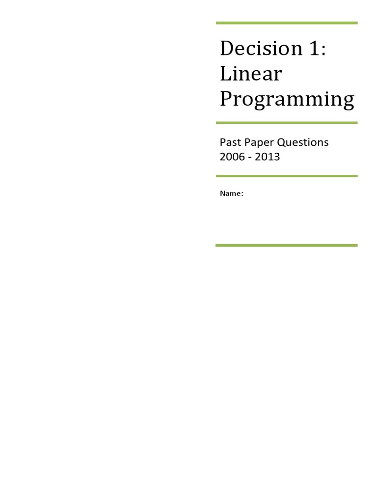 Exam Questions Linear Programming | PDF | Technology & Engineering