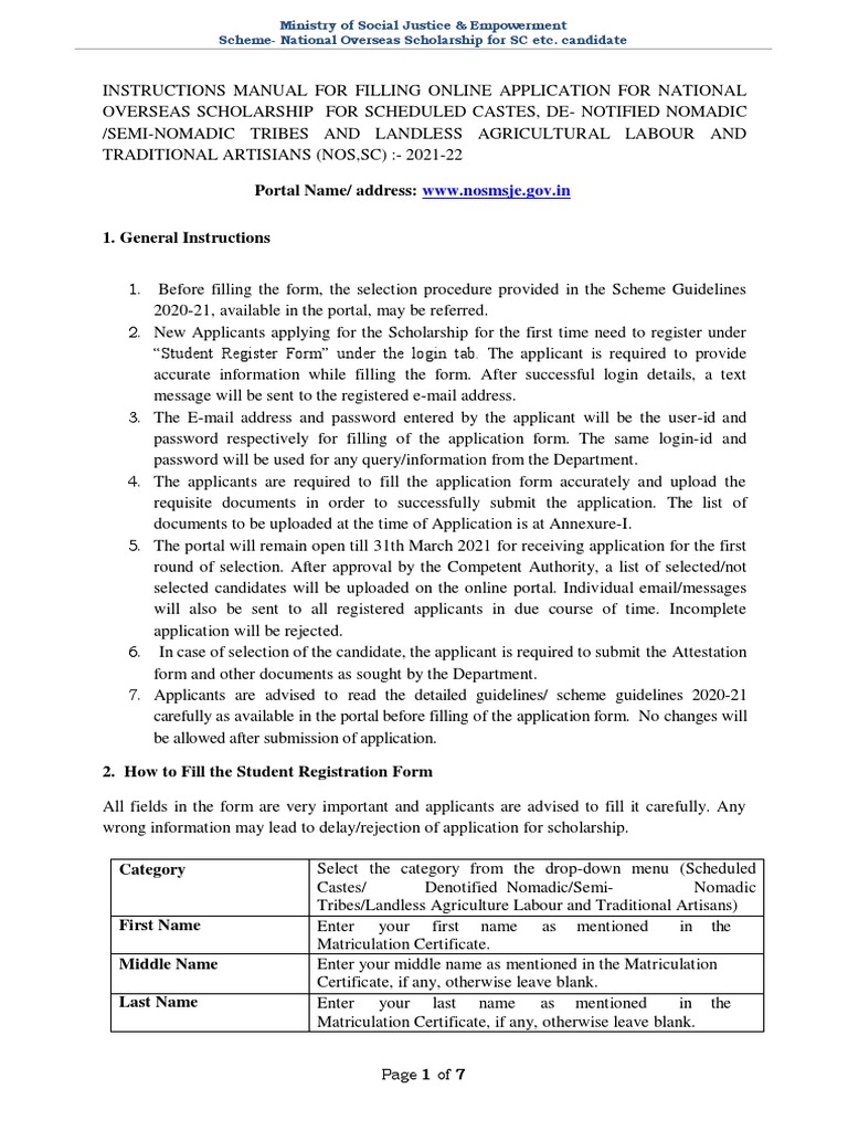 National Overseas Scholarship Application Guide | PDF | Postgraduate ...