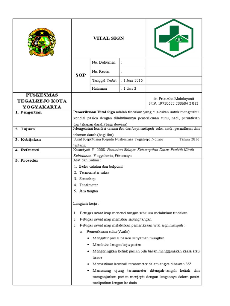 VITAL SIGNS ASSESSMENT PROCEDURE | PDF