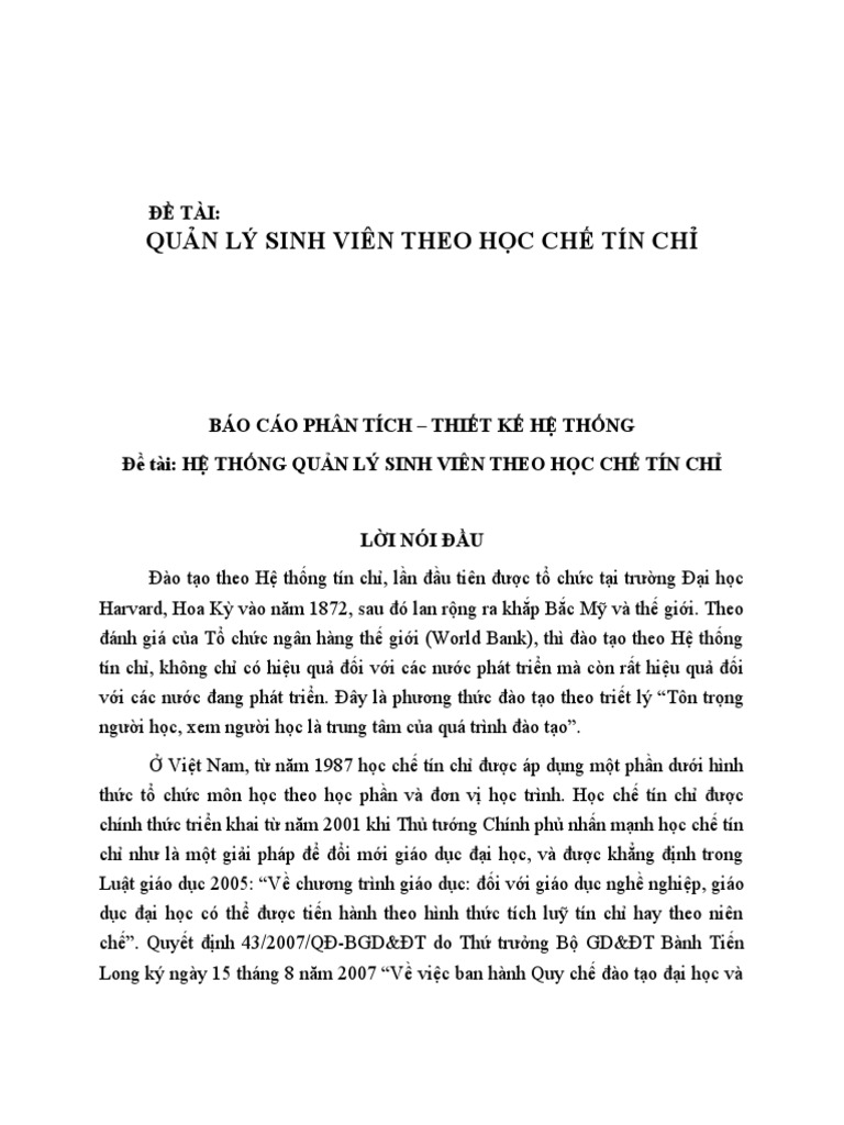 Phan Tich Thiet Ke He Thong Quan Ly Sinh Vien | PDF