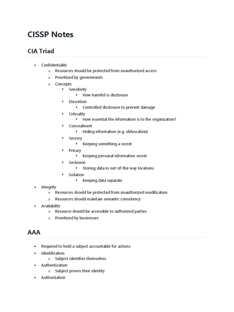 Cissp Notes 1627931054 | PDF | Risk Management | Information Security