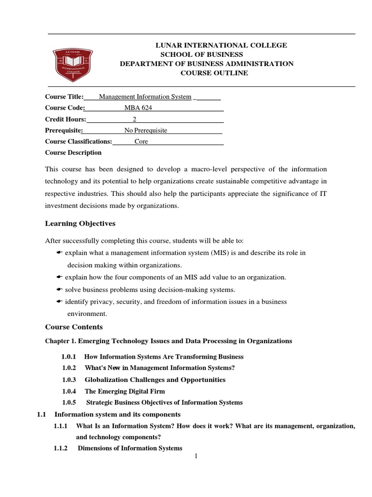 Managing Information Systems Course | PDF | Information System ...