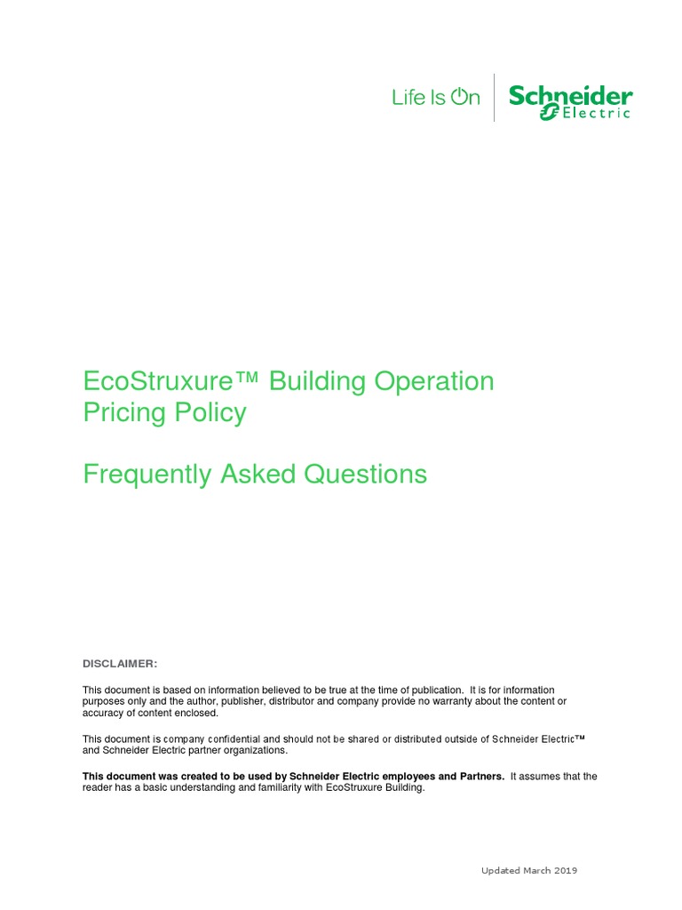 Pricing Policy FAQ - EcoStruxure Building Operation | PDF | Server (Computing) | Microsoft Windows