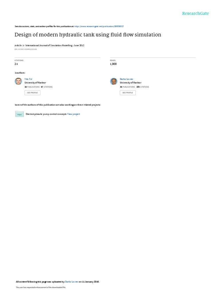 Design of Modern Hydraulic Tank Using Uid Ow Simulation | PDF ...