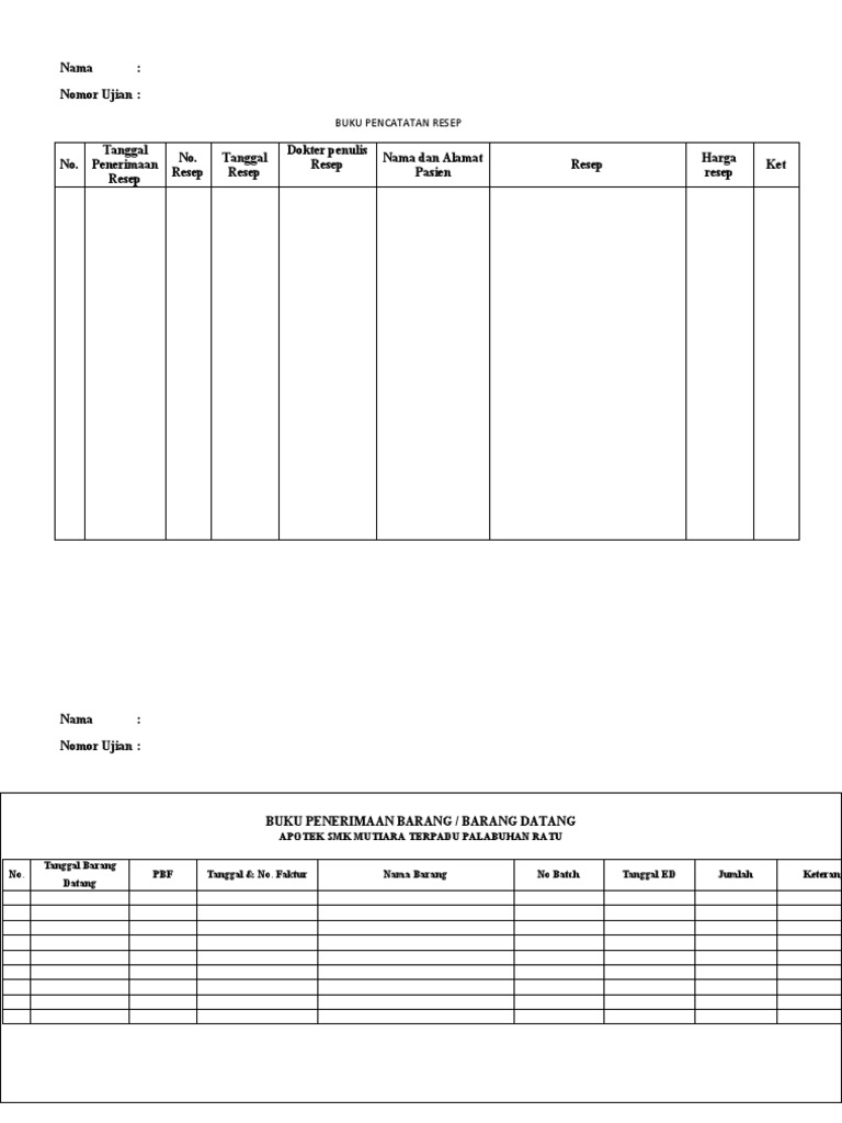 Contoh Form ADFAR APOTEK 2 | PDF
