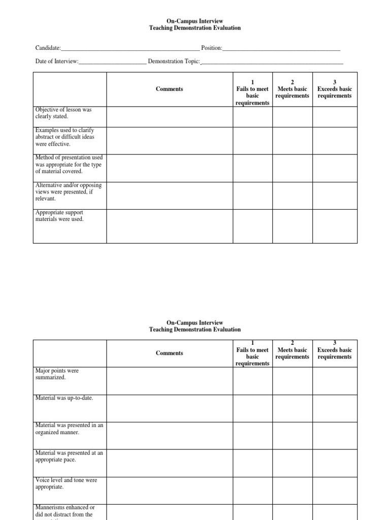 Teaching Demo Evaluation Form | PDF