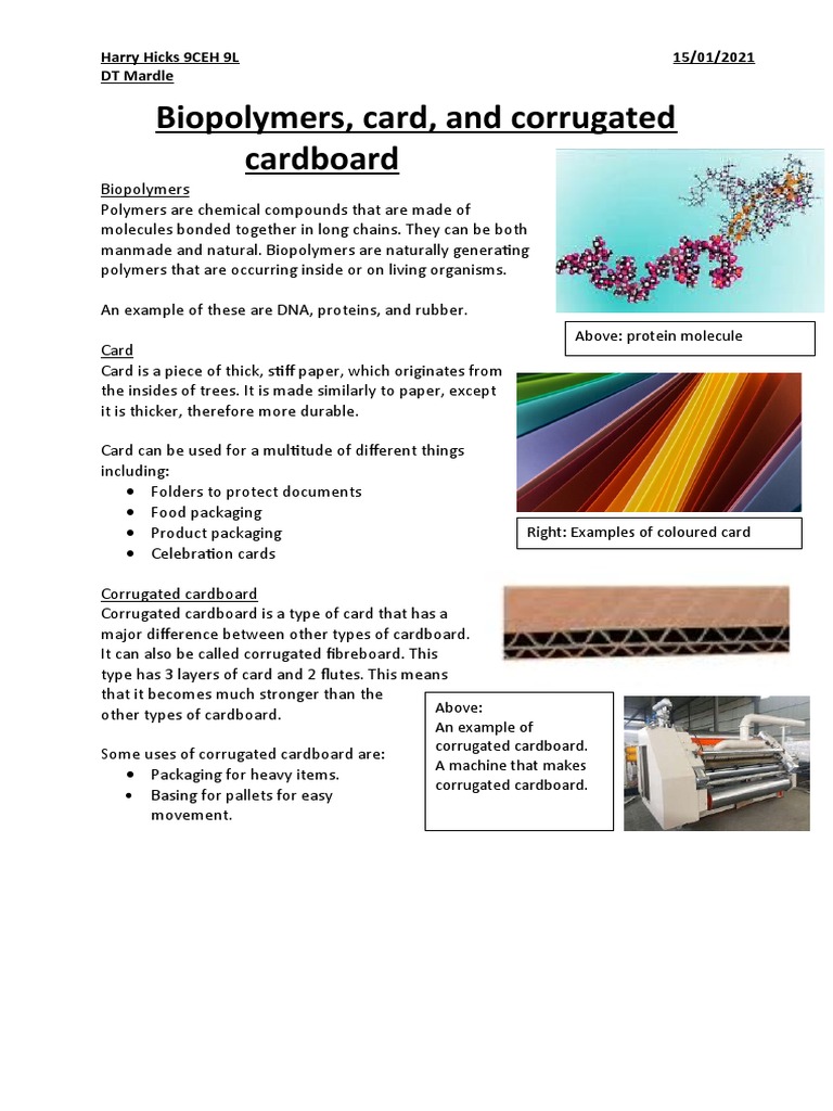 Biopolymers and Cardboard Types Explained | PDF | Home & Garden