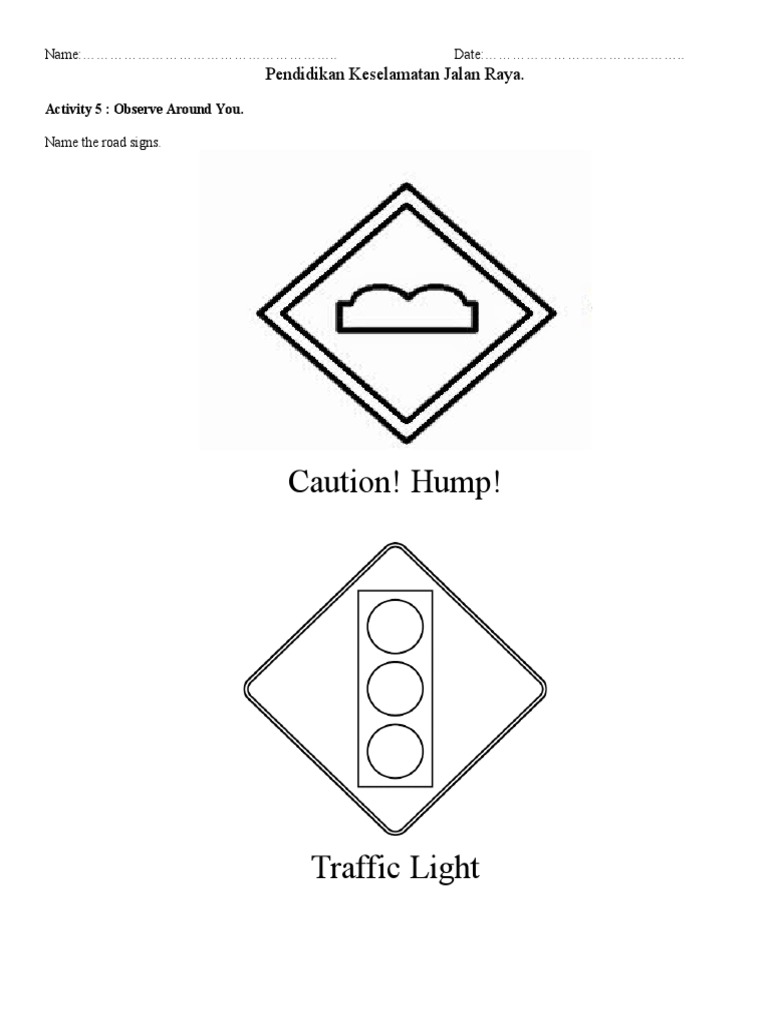 Worksheet Road Sign PKJR | PDF