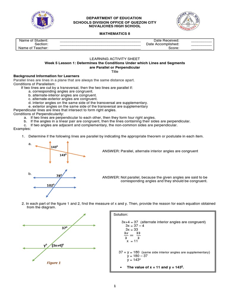 Math8 Q4 Week-5 | PDF | Perpendicular | Elementary Geometry