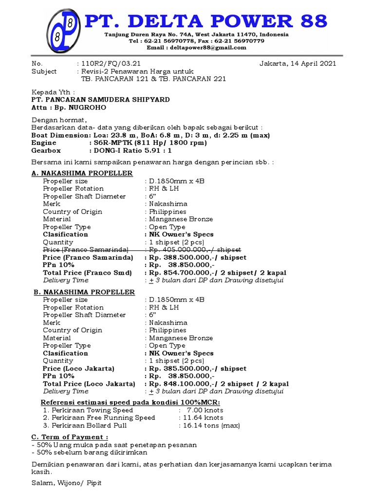 Delta Power 88 Propeller | PDF | Bisnis | Sains & Matematika