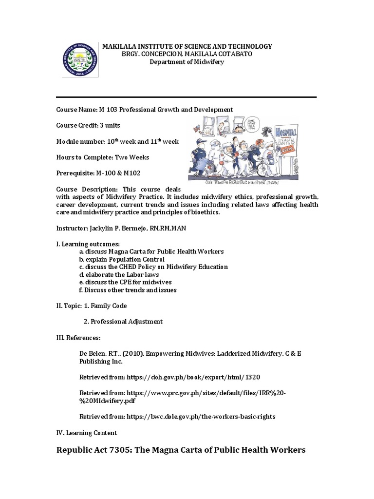 Makilala Institute Of Science And Technology Republic Act 7305 The