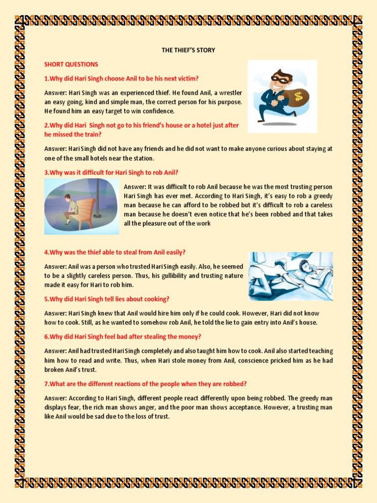 The Thief's Story Short Questions | PDF