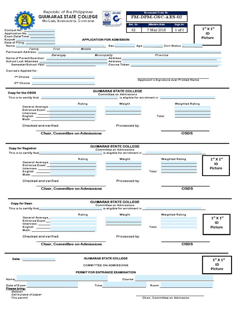 Admission Form - F01 | PDF | University And College Admission ...