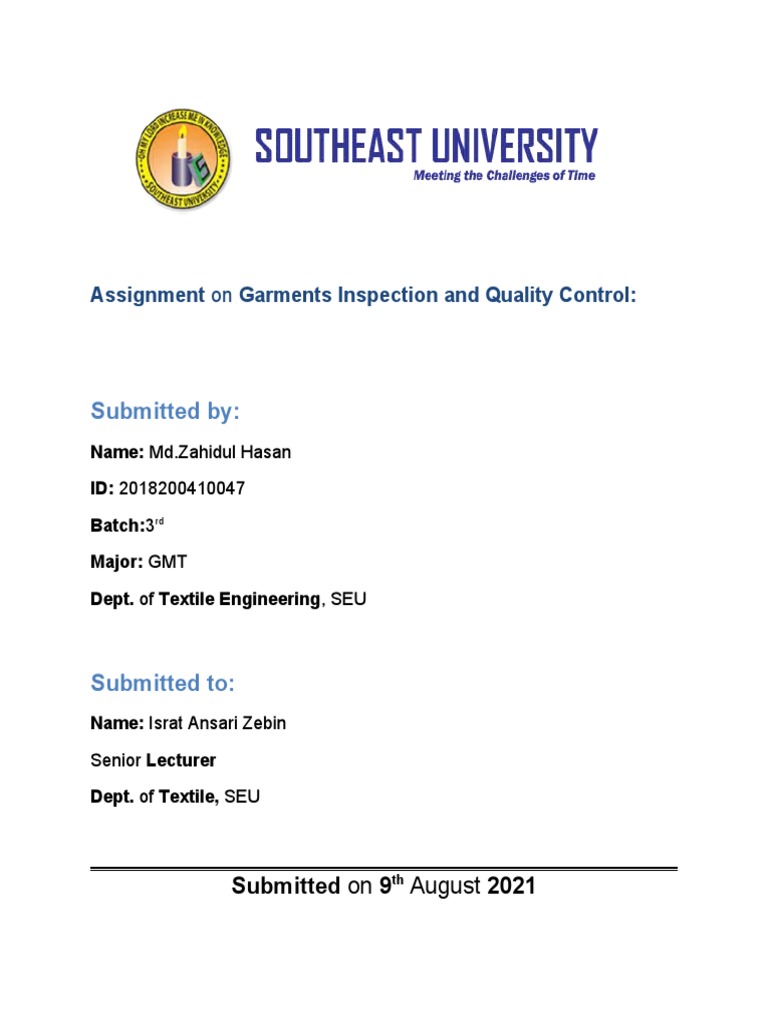 Garments Inspection & Quality Control Guide | PDF | Crafts | Clothing