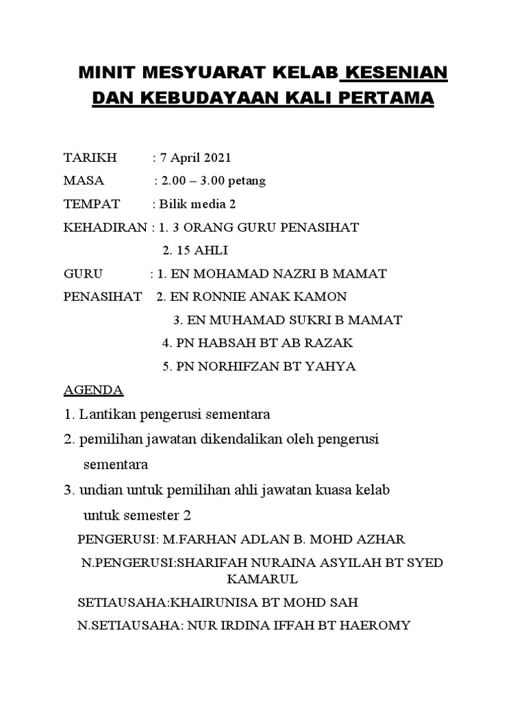 Kelab Kesenian Dan Kebudayaan | PDF