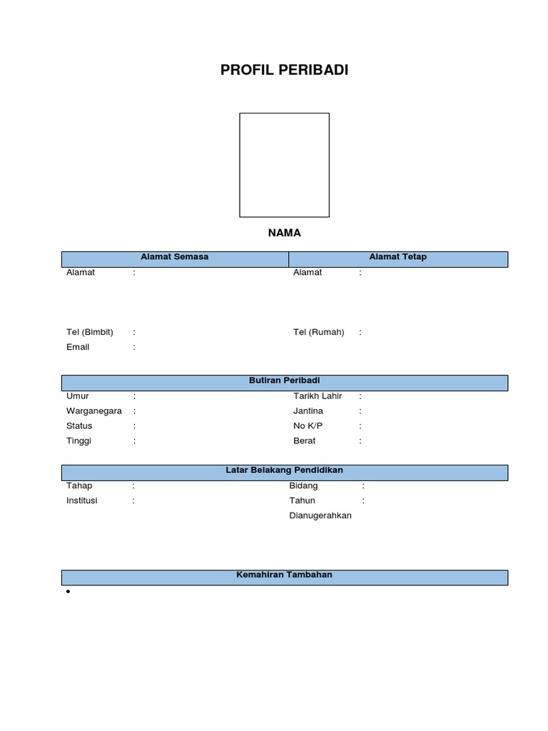 Profil Peribadi: Alamat Semasa Alamat Tetap | PDF