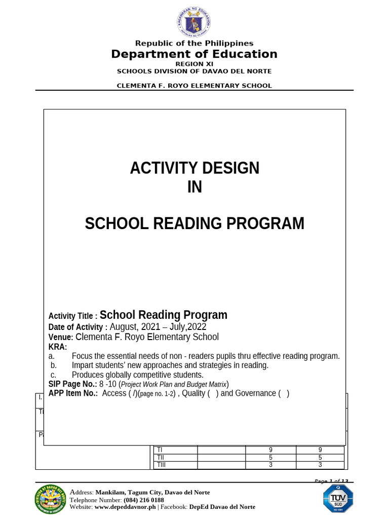 School Reading Program Guide | PDF | Teachers | Literacy