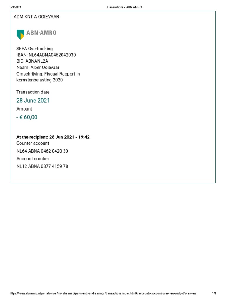 Transactions - ABN AMRO | PDF