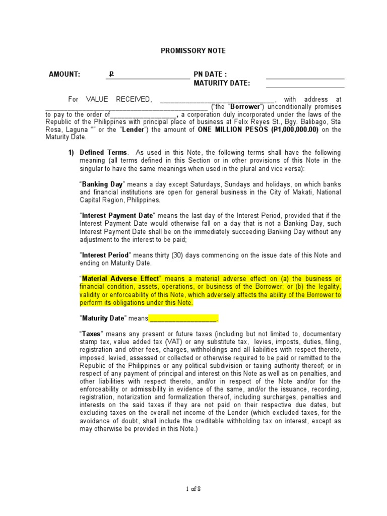 Promissory Note | PDF | Interest | Taxes