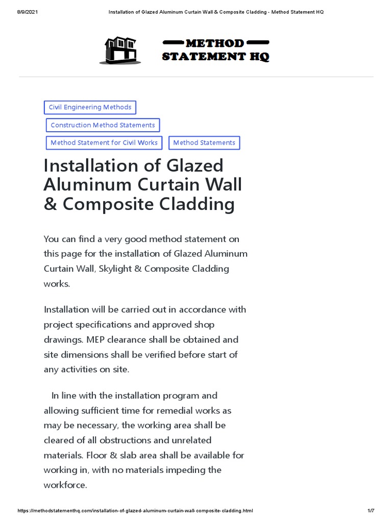 Installation of Glazed Aluminum Curtain Wall & Composite Cladding ...