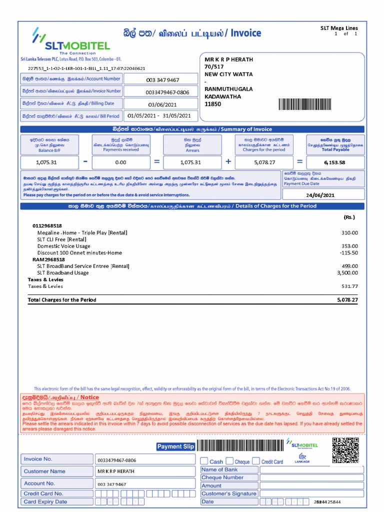 SLT eBill-00334794670806Image | PDF | Taxes | Government Finances
