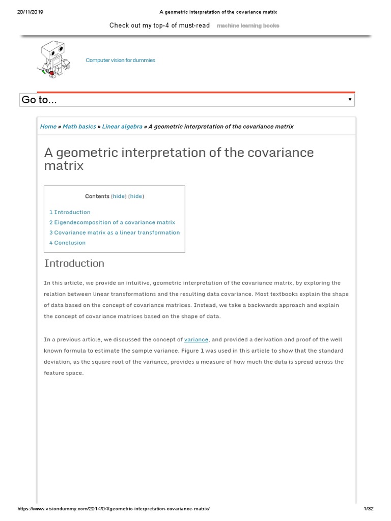 A Geometric Interpretation of The Covariance Matrix | PDF | Eigenvalues ...