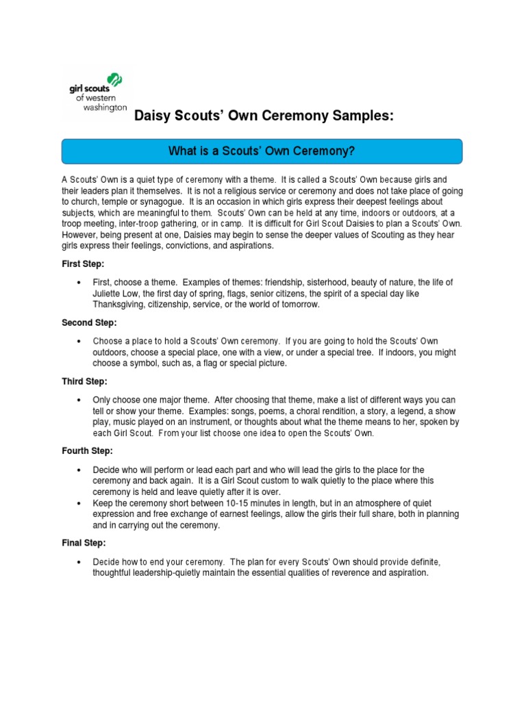 Daisy Scouts' Own Ceremony Samples | PDF | Plants | Vegetables