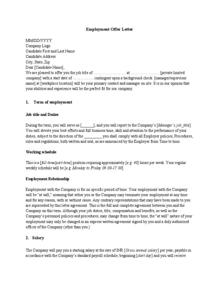 Employment Offer Letter: Job Title and Duties | PDF | Mediation | Arbitration