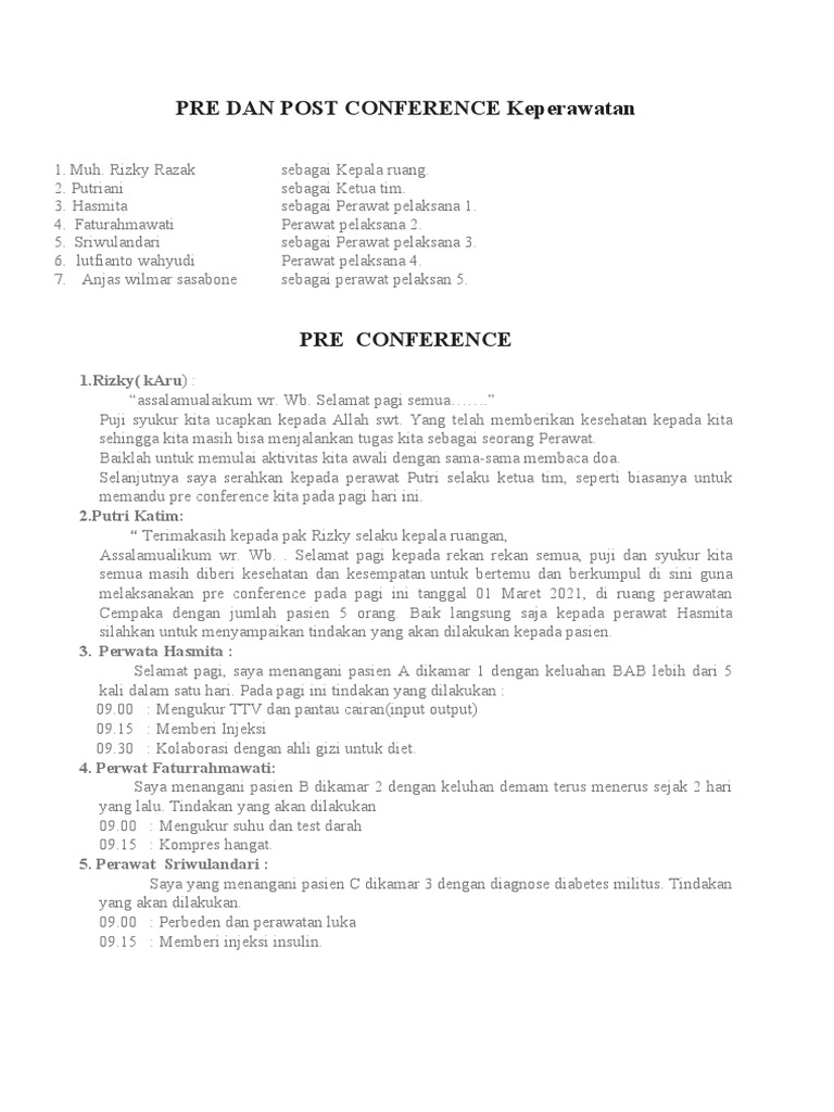 Tugas Ibu Noyu Pre Dan Post Conference | PDF | Kesehatan Holistik