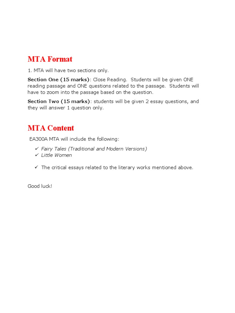 Mta Format and Material Updated | PDF