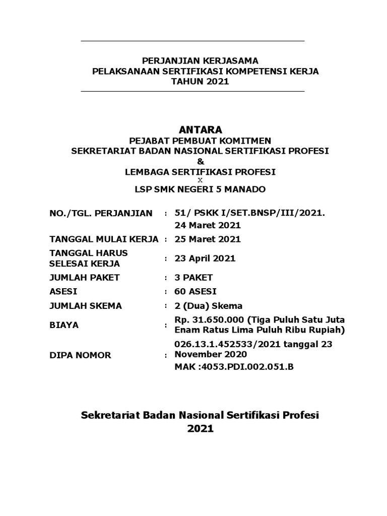 Perjanjian Kerjasama, SPK, SPMK 21 | PDF