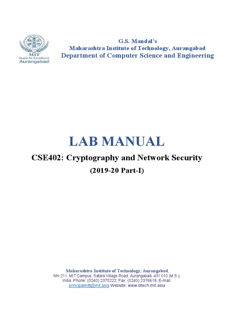 Cryptography Lab Manual 2019-20 | PDF | Key (Cryptography) | Cipher