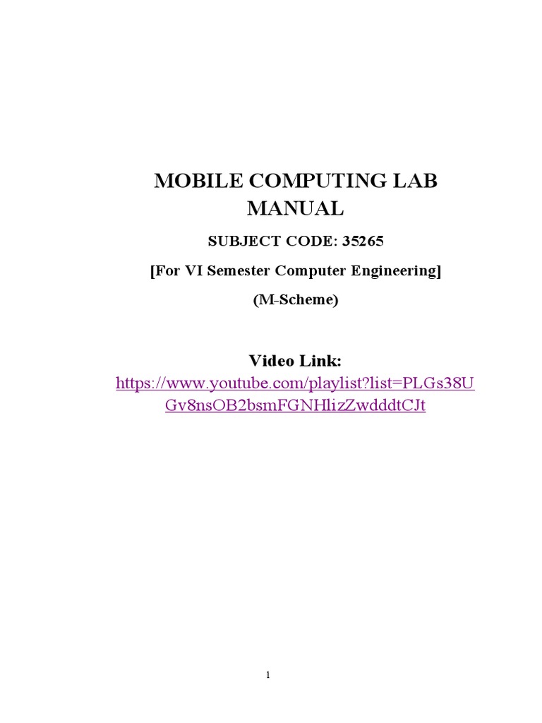 Mobile Computing Lab Manual | PDF | Android (Operating System) | Information Technology Management