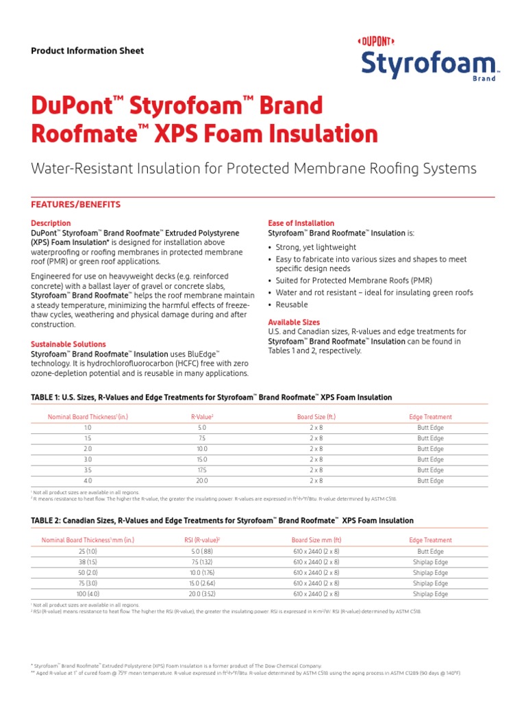 Styrofoam Brand Roofmate Pis 43 D100083 enNA | PDF | Polystyrene ...