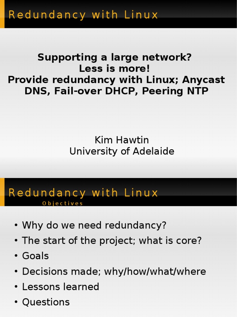 Redundancy With Linux | PDF | Server (Computing) | Domain Name System