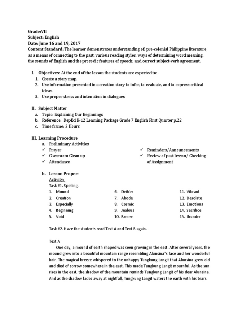 English 7 Lesson - Continuation | PDF