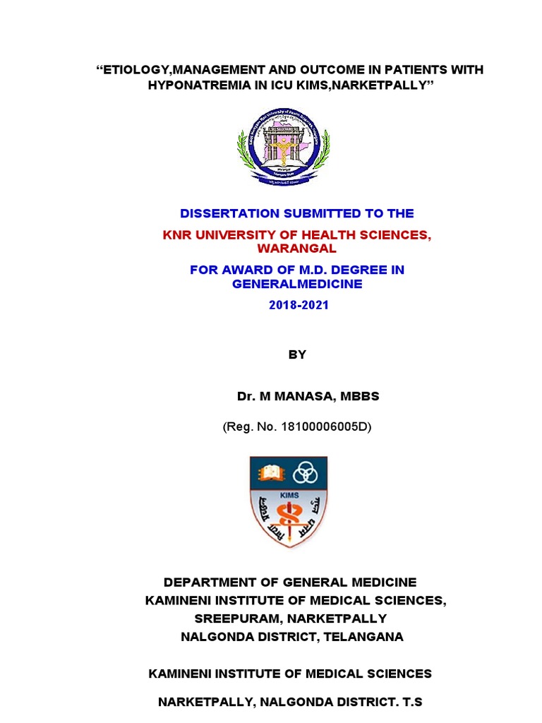Dissertation Submitted To The: KNR University of Health Sciences ...