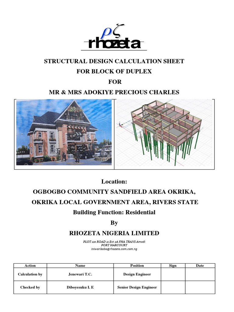 Rhozeta: Structural Design Calculation Sheet For Block of Duplex FOR MR ...