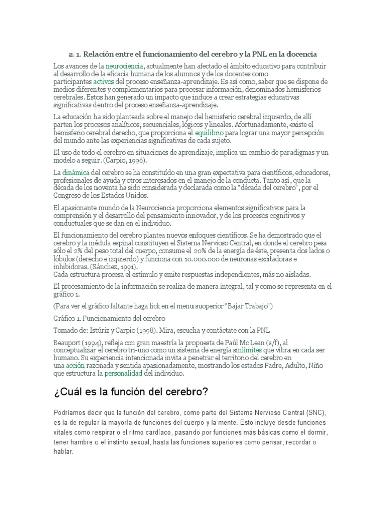 Cerebro y La PNL | PDF | Cerebro | Hemisferio cerebral