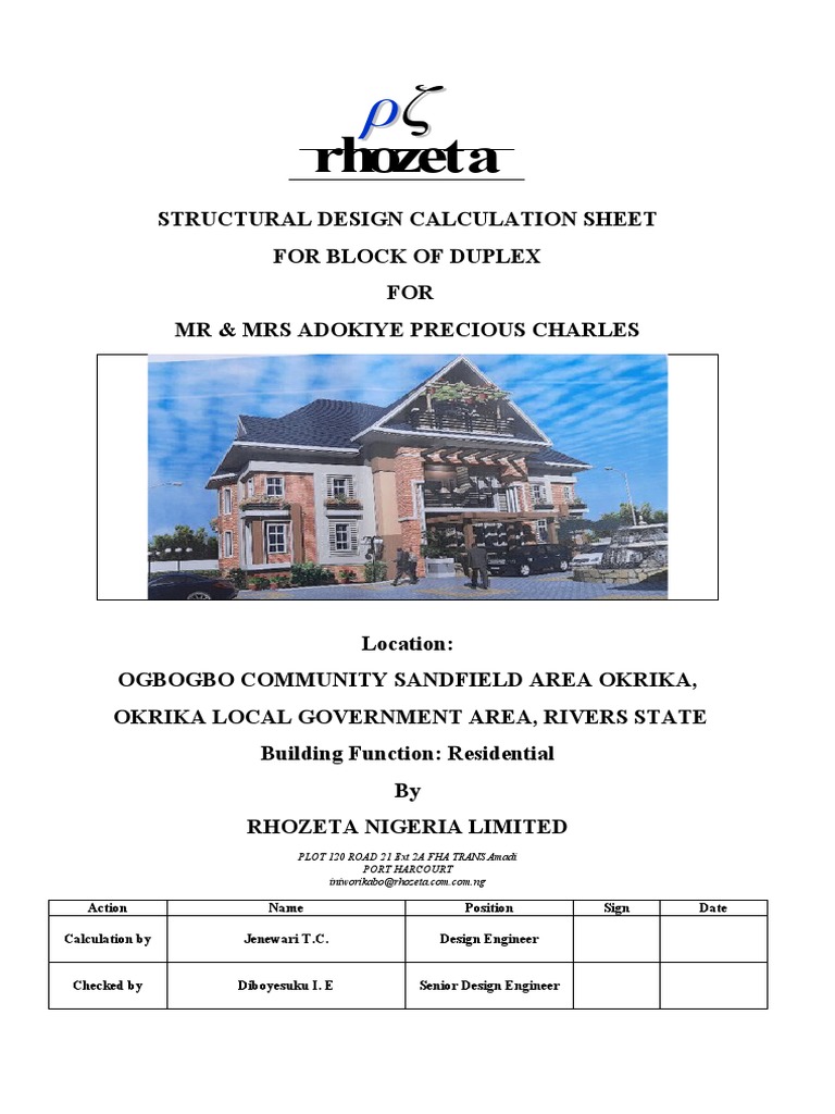 Rhozeta: Structural Design Calculation Sheet For Block of Duplex FOR MR ...