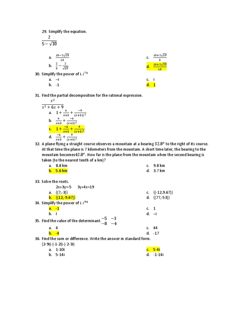 Mathematics 31-50 Answer Key | PDF | Equations | Triangle