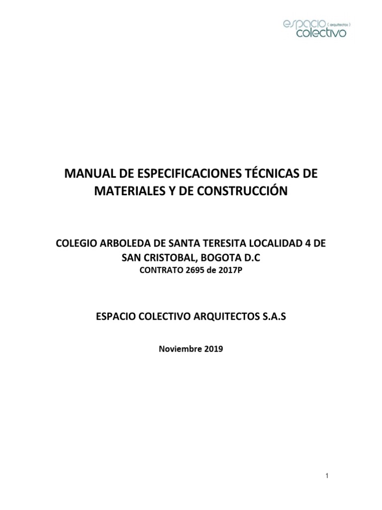 Manual de Especificaciones Tecnicas | PDF | Hormigón | Topografía