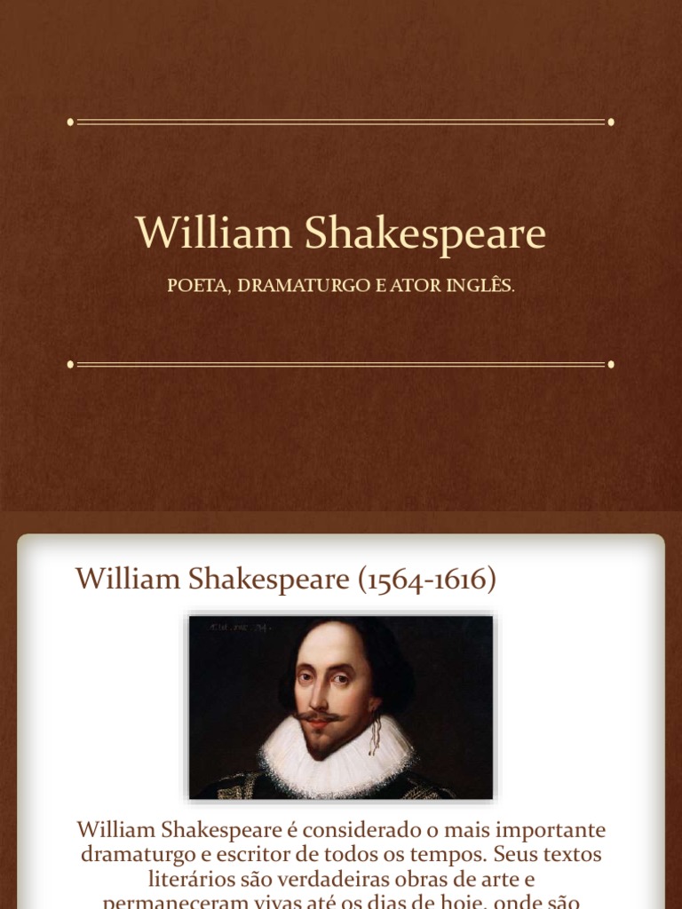 William Shakespeare: O Maior Dramaturgo de Todos os Tempos | PDF ...