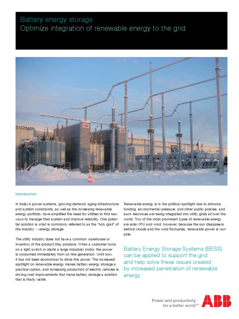 Battery Energy Storage - Optimize Integration of Renewable Energy To ...