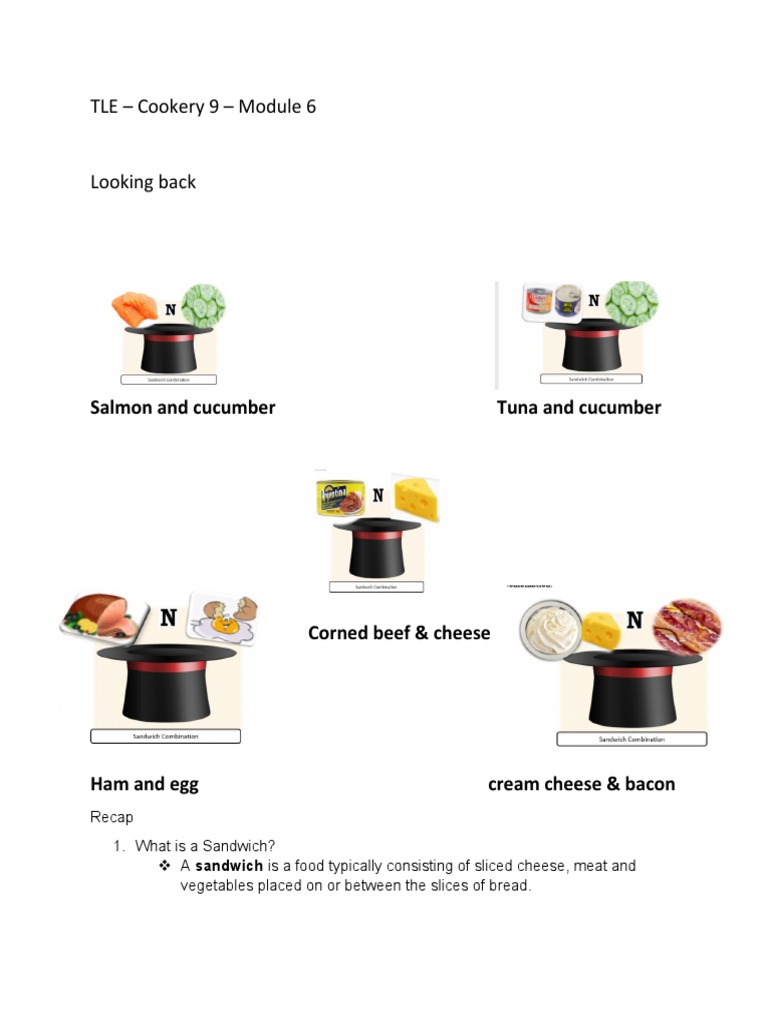 Cookery 9 TLE Notes | PDF | Sandwich | Breads