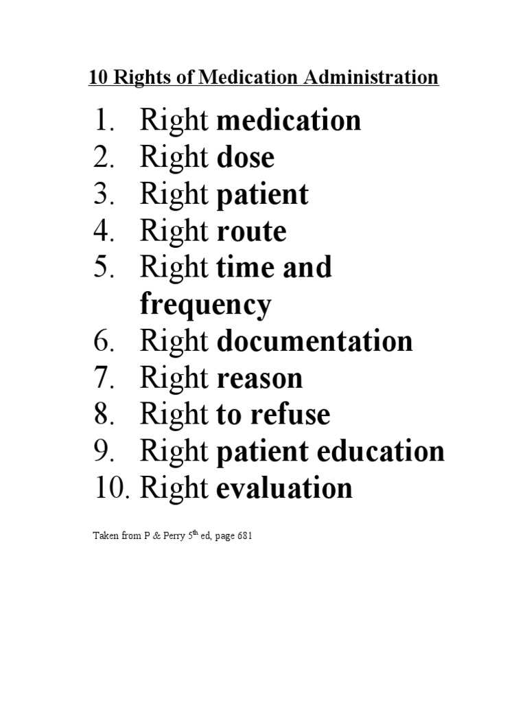 10 Rights of Medication Administration | PDF | Self-Improvement | Wellness